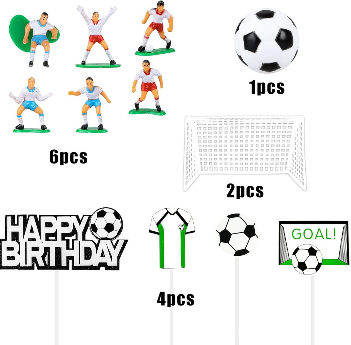 Soccer Ball Cake Topper Decorations for Theme Party, Football Player ...