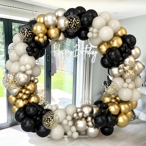 Black and Gold Balloon Garland Arch Kit White Sand, Gold, Black and ...
