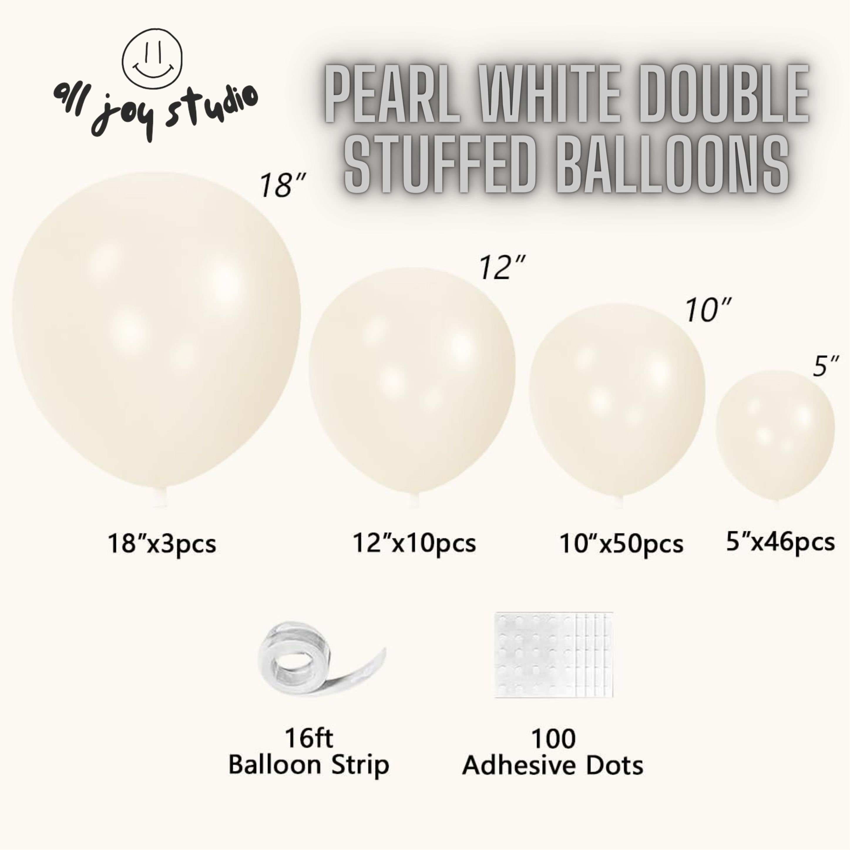 Luxe Pearl White Double Stuffed Balloon Kit for Wedding, Bridal Shower ...