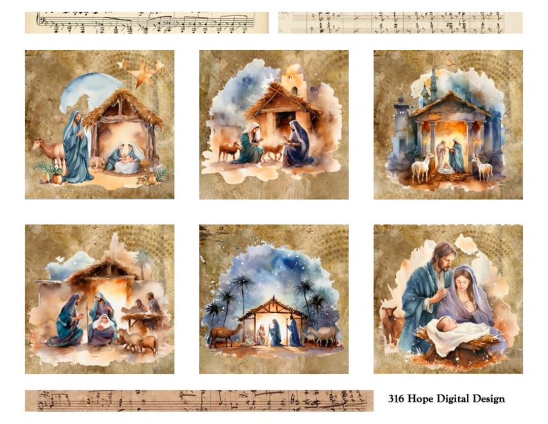 Christian Digital Printable, Christmas Journal Cards Set 3, Chrisitan ...