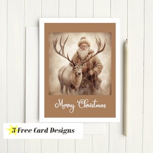 Christmas Notecard Digital Printable Card, Holiday Notecard Instant ...