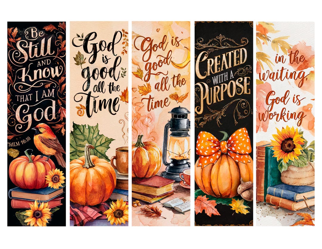 Christian Digital Printable 5 Bookmarks, Autumn Set 5, Chrisitan ...