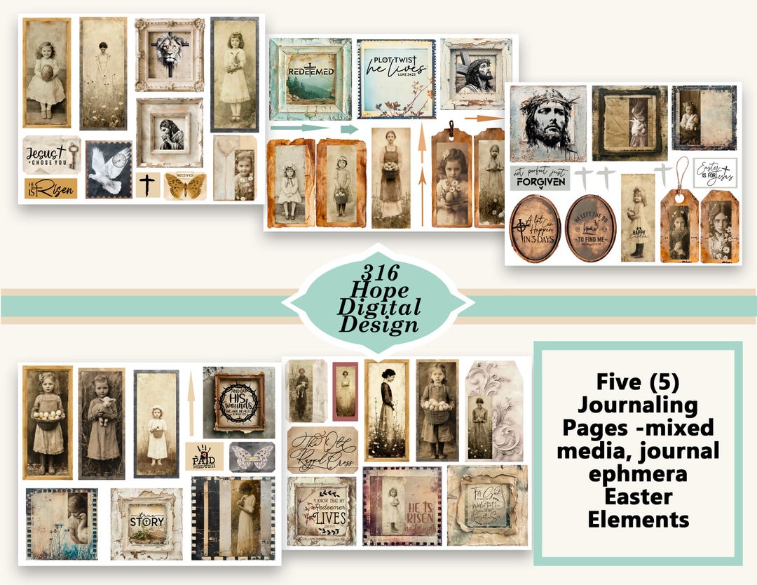 Christian Digital Printable, Easter Elements-mixed Media Journaling Kit ...