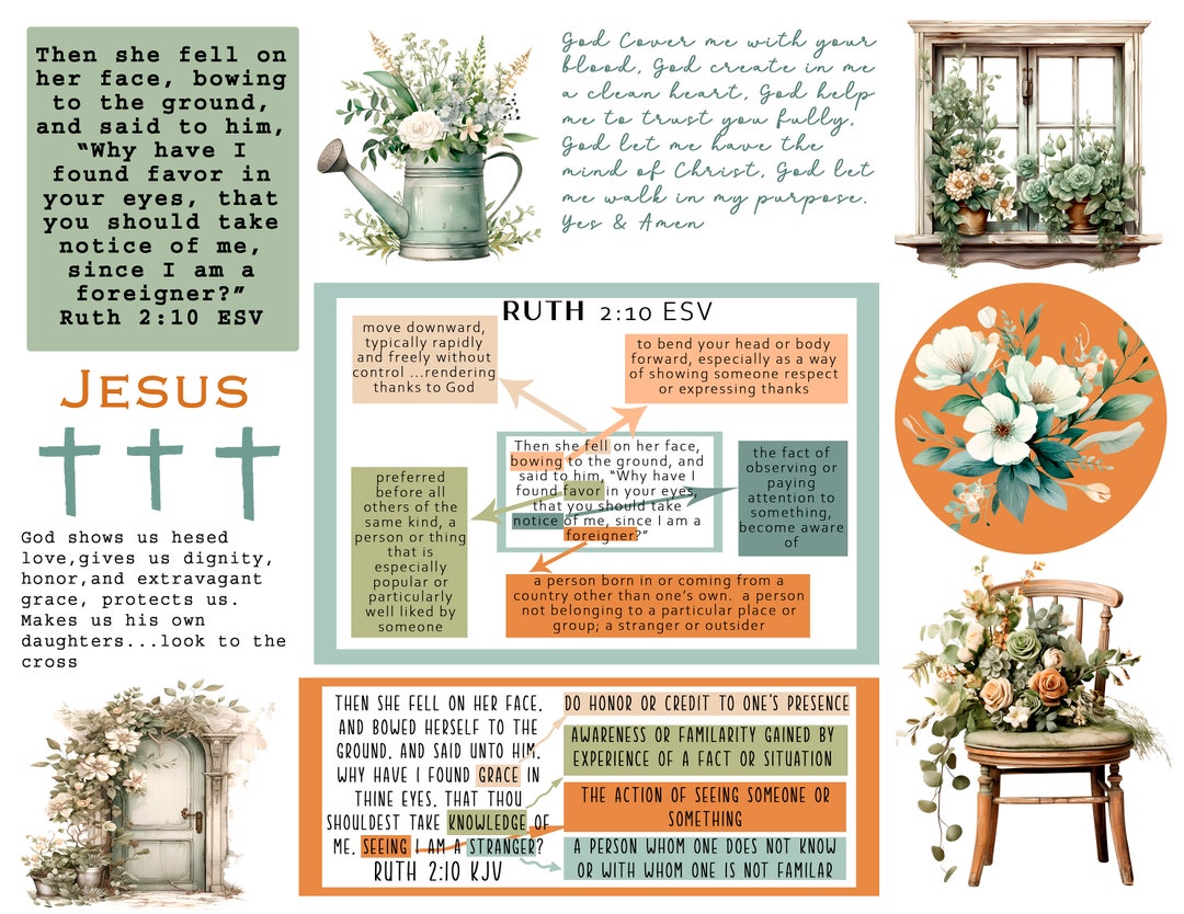 Bible Journaling Printable, Found Favor Ruth 2:10, Prayer Journaling ...