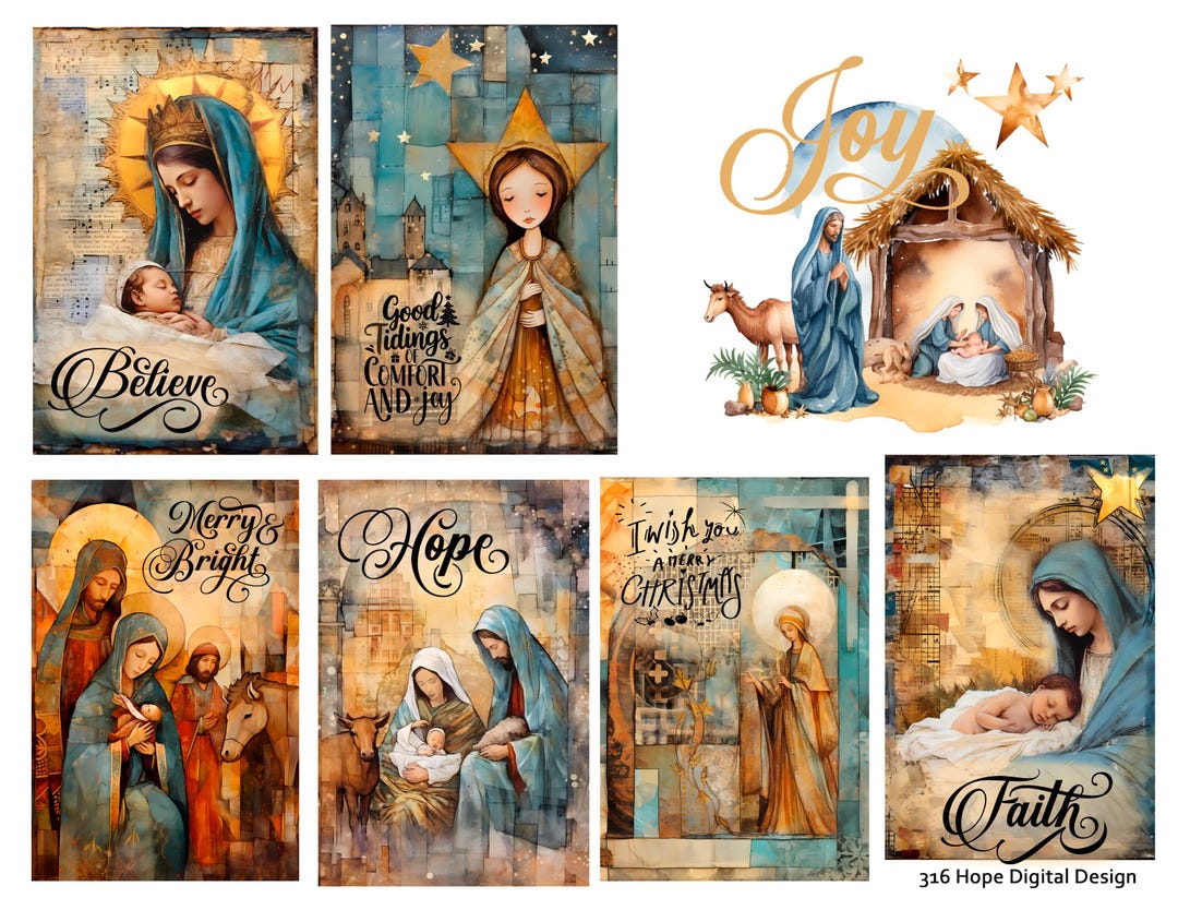 Christian Digital Printable, Christmas Journal Cards, Chrisitan Digital ...