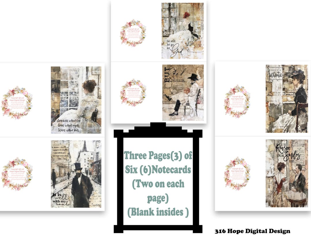 Artful Set 1 Notecards Digital Printable Card, Inspirational Notecard ...