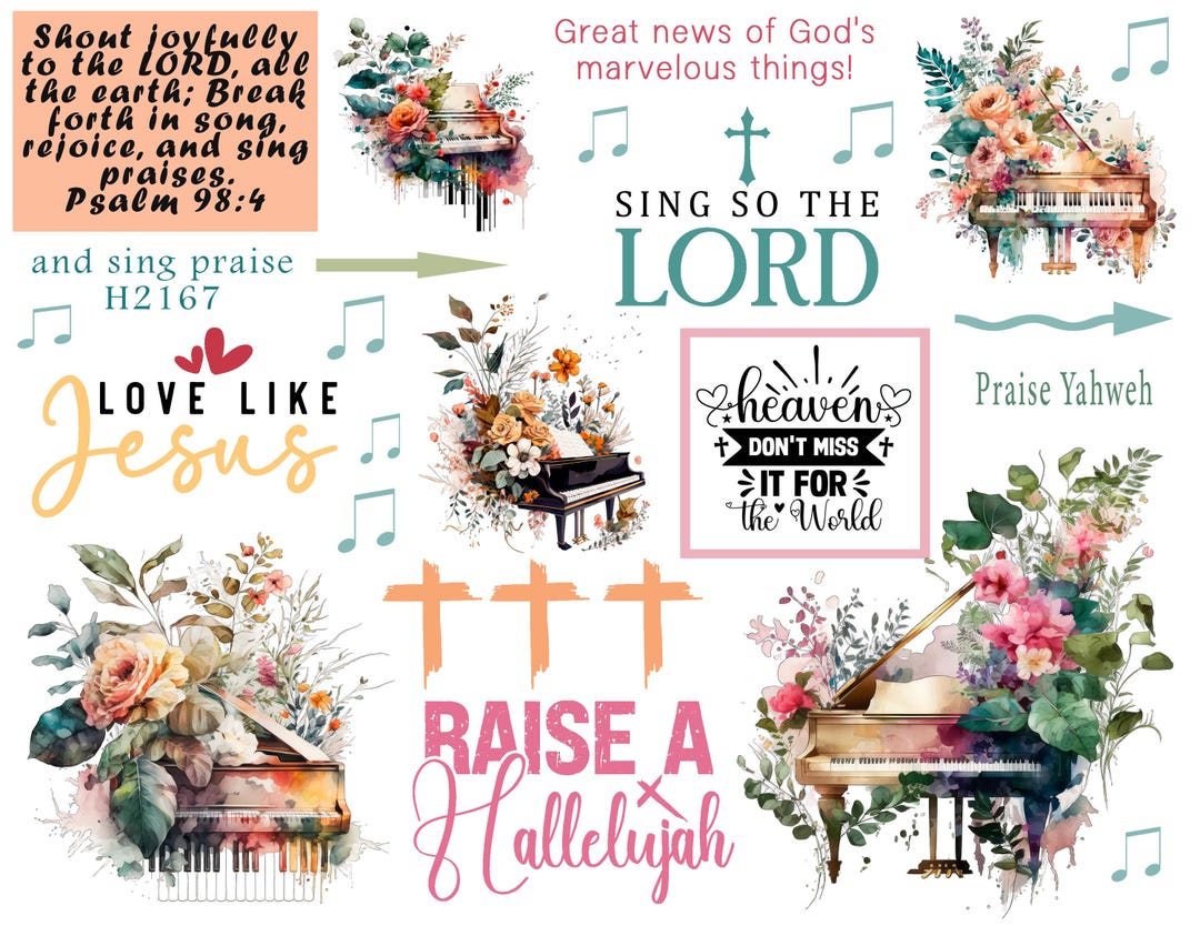 Bible Journaling Printable, Sing Praises, Psalm 98:4, Prayer Journaling ...