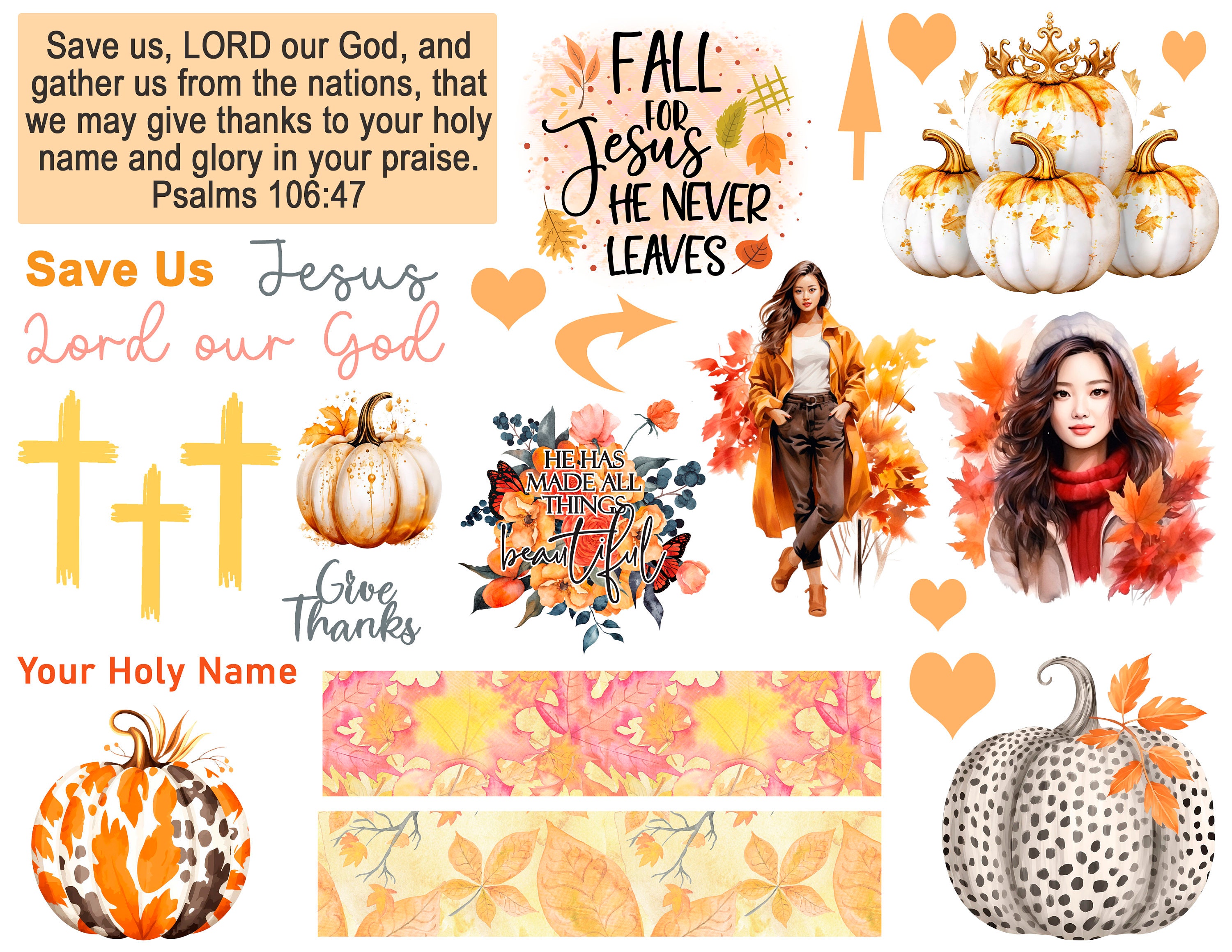 Give Thanks Bible Journaling Printable, Psalm 106:47 (digital File) - Etsy