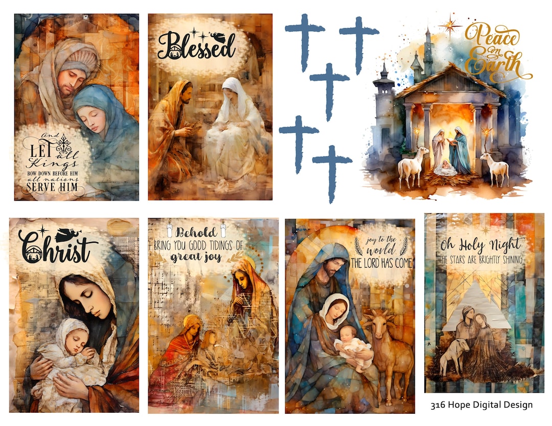 Christian Digital Printable, Christmas Journal Cards Set 2, Chrisitan ...