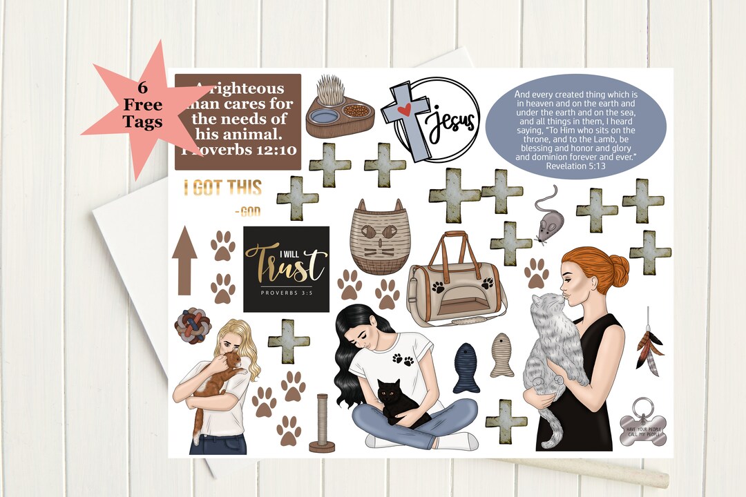 I Love Jesus and Cats Printable: Bible Journaling Stickers (PDF) - Etsy