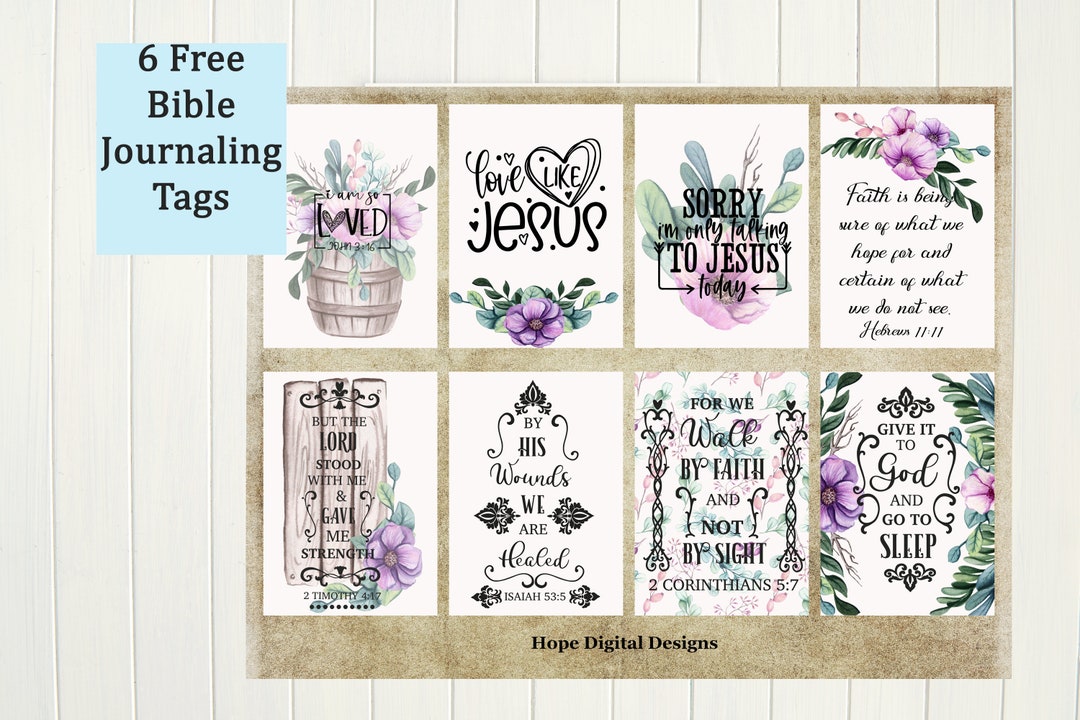 Scripture Cards, Bible Journaling Digital Printable Tags, Chrisitan ...