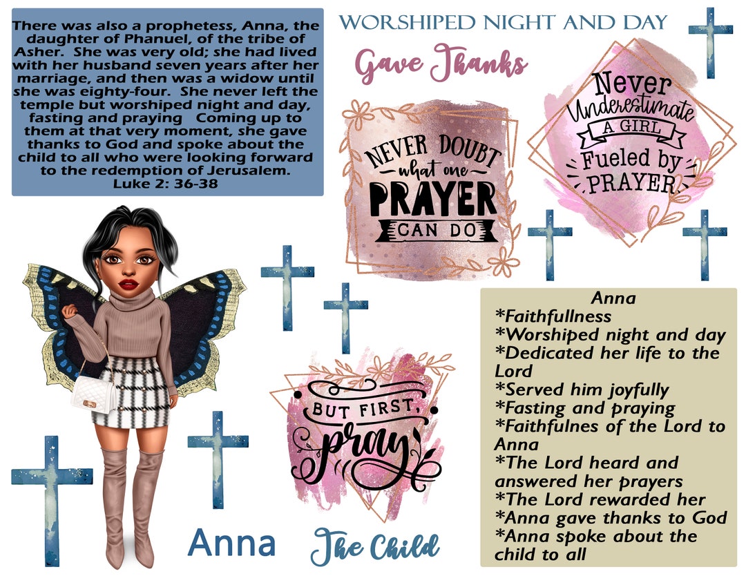 Bible Journaling Printable, Anna Luke 2:36-38, Prayer Journaling, Bible ...
