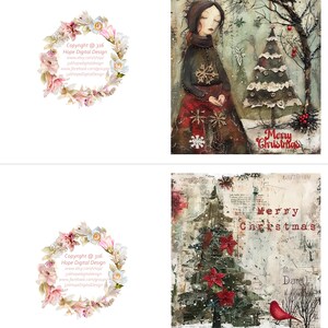 Christmas Notecard Set 11 four Cards Digital Printable Card, Holiday ...