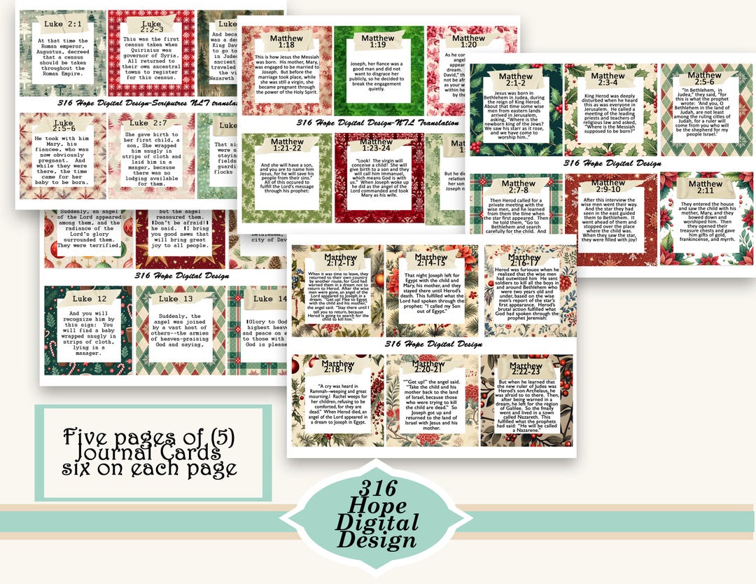 Christmas Story Journal Cards (matthew/luke): Mixed Media Elements, PDF ...