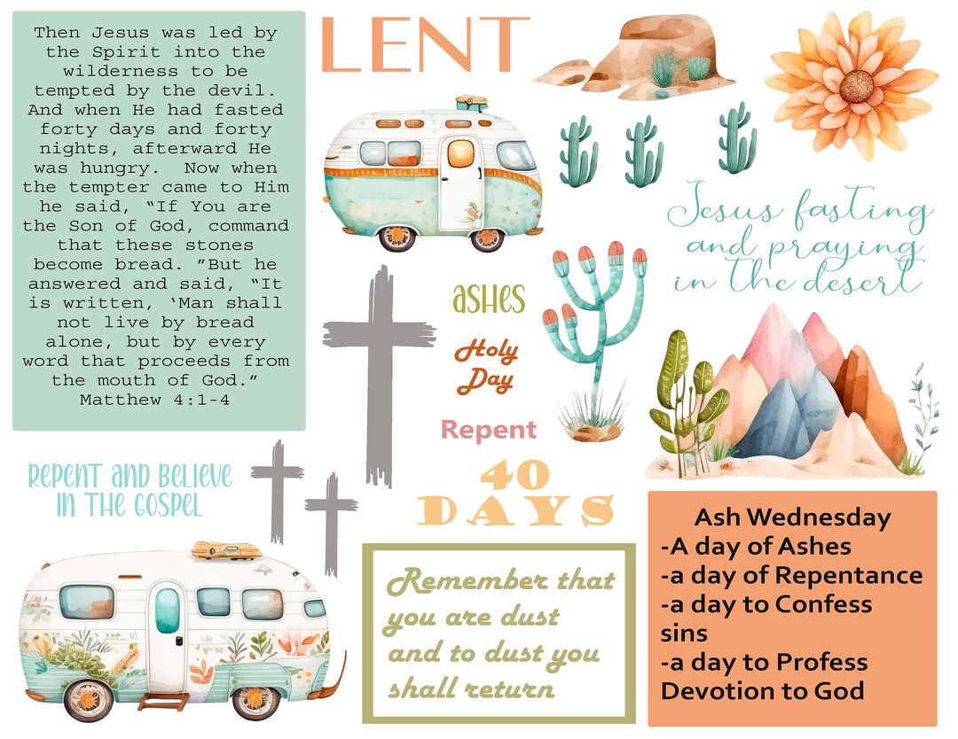 Christian Lent Bible Journaling Printable, Matthew 4:1-5, Prayer ...