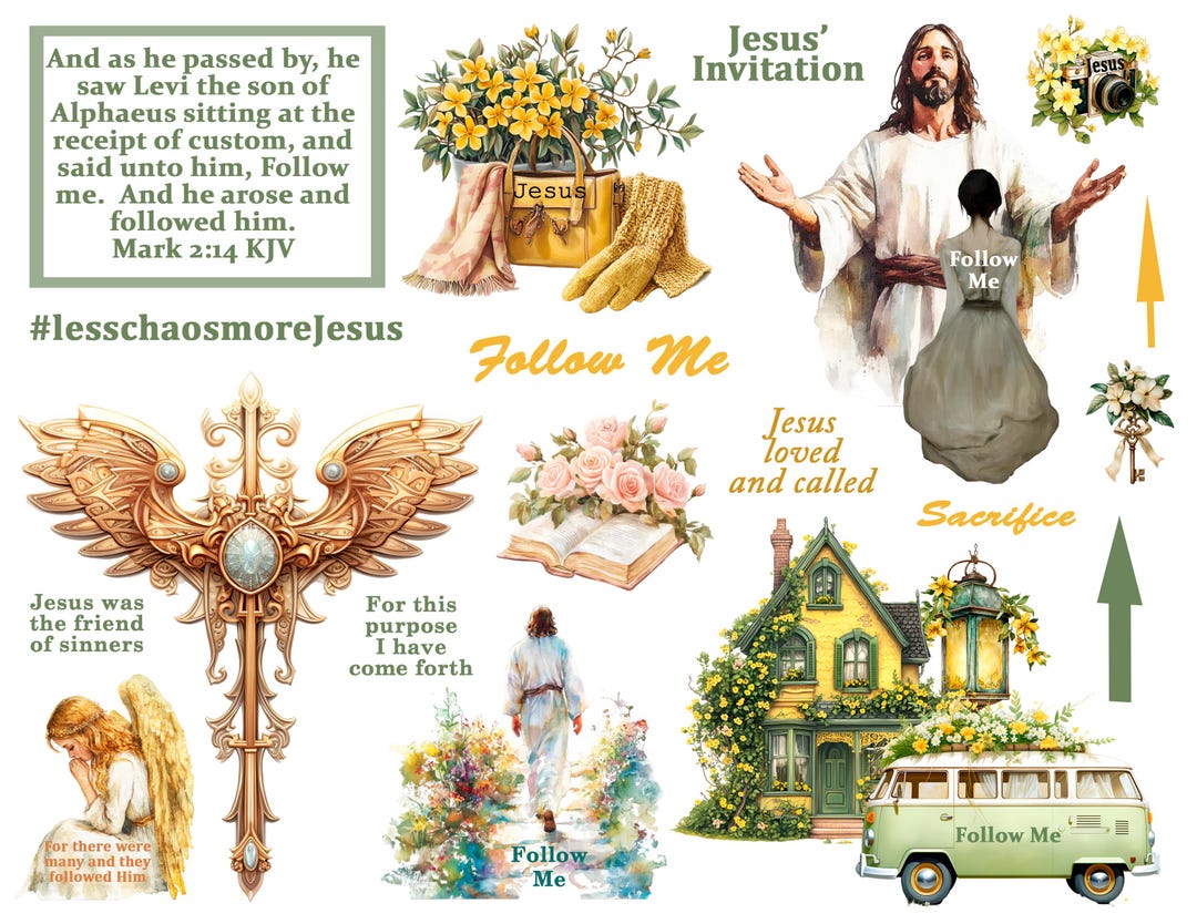 Easter Christian Bible Journaling Printable Page, Follow Me, Mark 2:14 ...