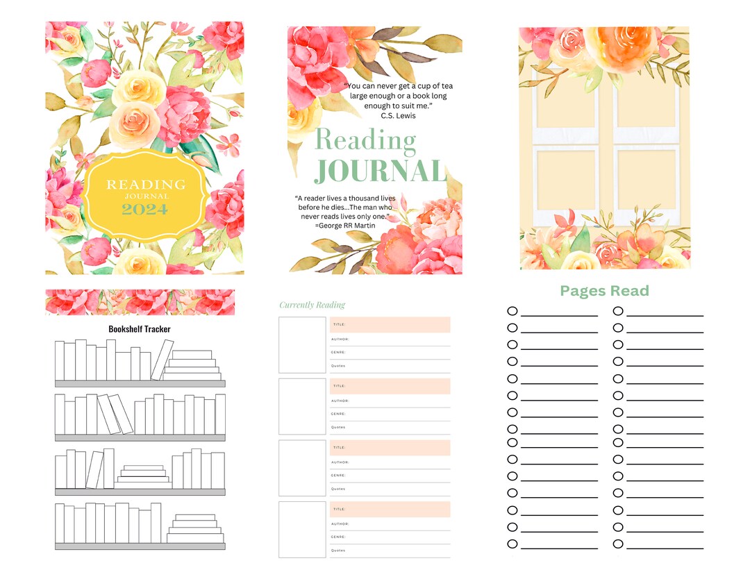 Reading Journal Tracker Printable, Reading Planner Instant Download ...