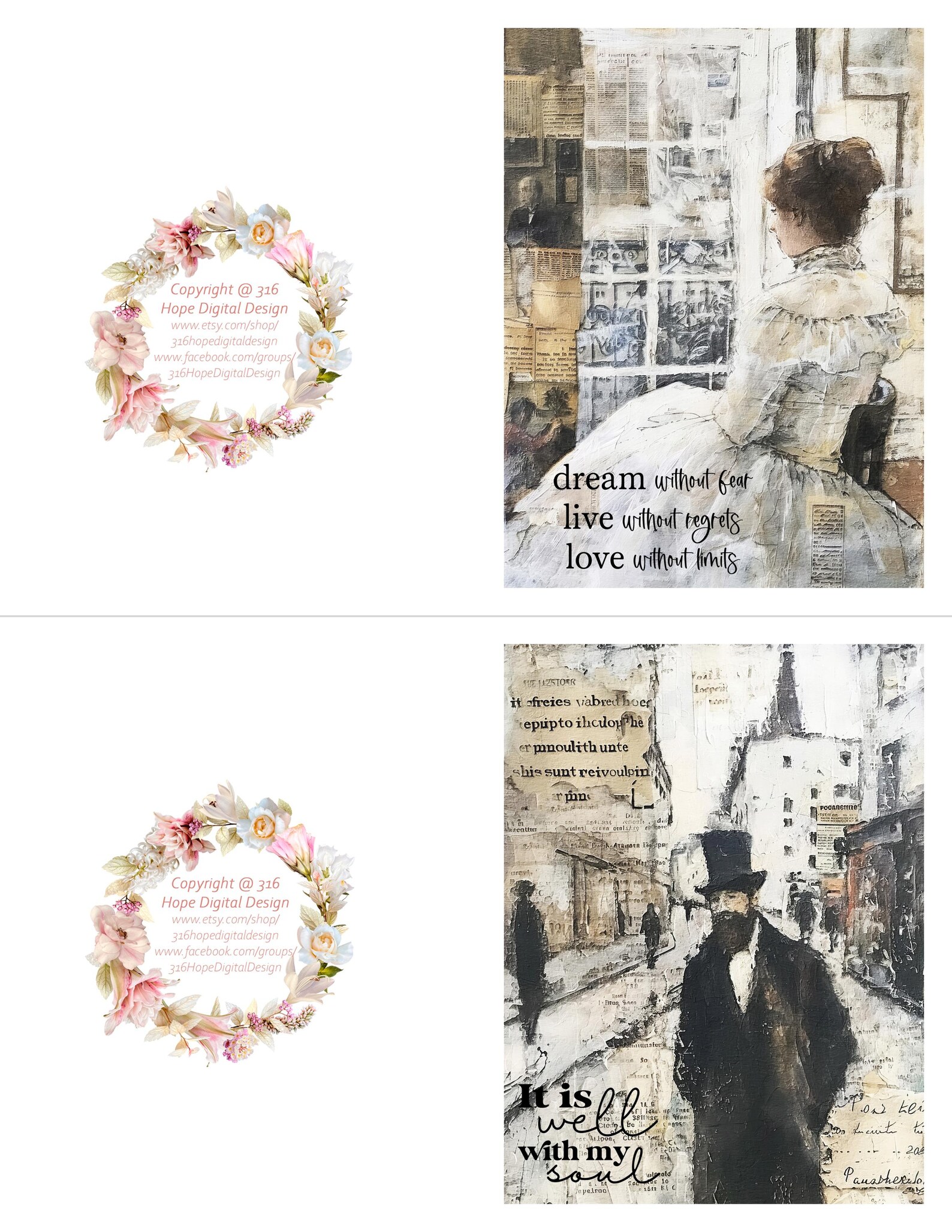 Artful Set 1 Notecards Digital Printable Card, Inspirational Notecard ...
