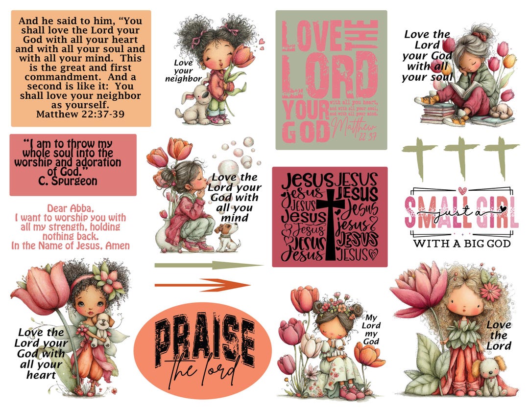 Matthew 22:37-39 Bible Journaling Printable, Love God Scripture (PDF ...