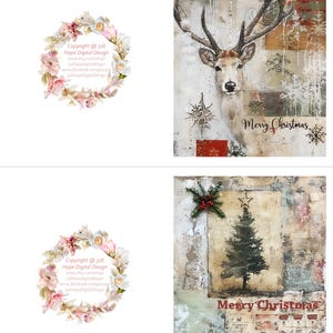 Christmas Notecard Set 11 four Cards Digital Printable Card, Holiday ...