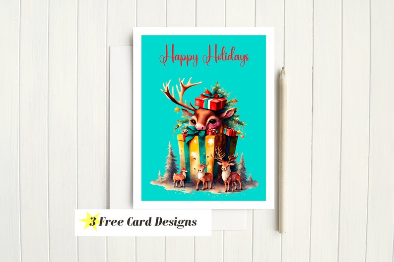 Christmas Notecard Digital Printable Card Holiday Notecard - Etsy