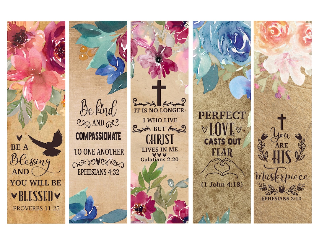 Floral Christian Bookmarks: Scripture Bible Study Tags (digital ...