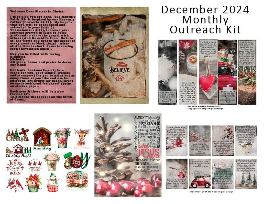 Christian Digital Printable, December 2024 Monthly Outreach Kit (5 ...