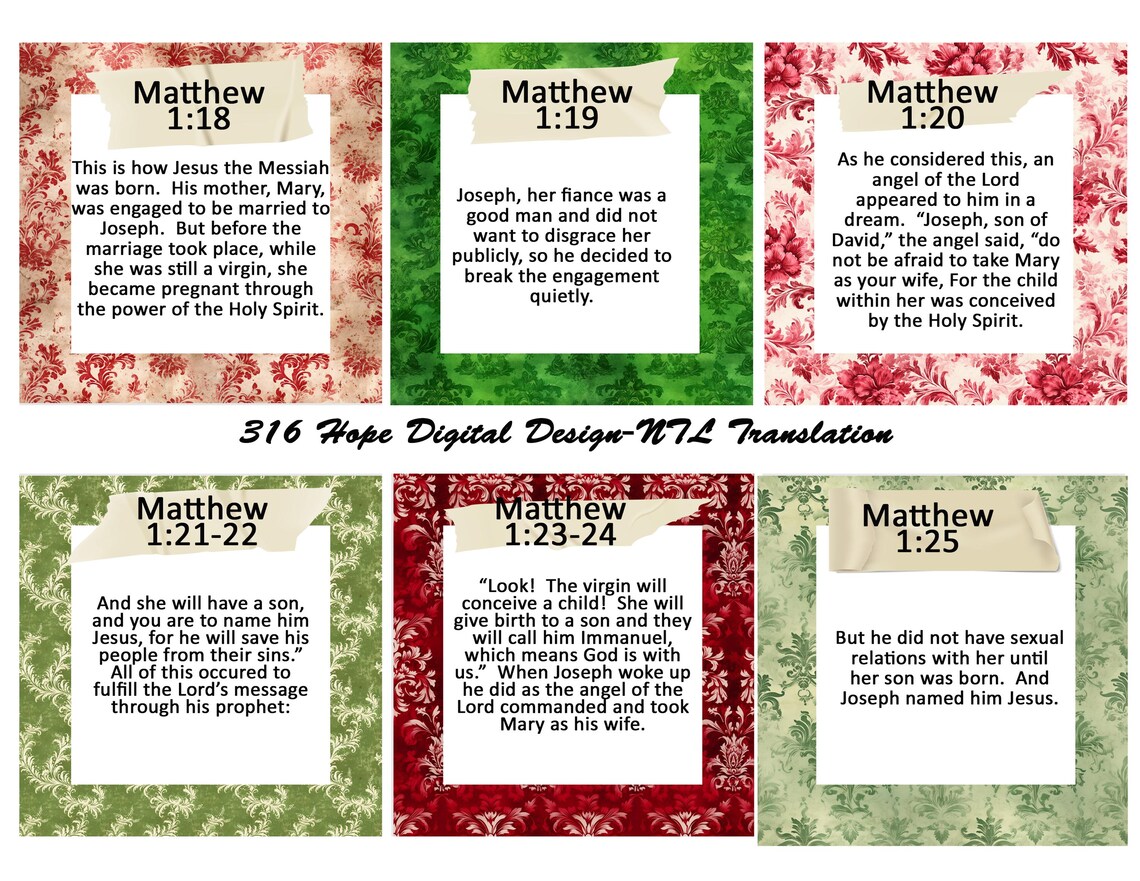 Christmas Story Journal Cards (matthew/luke): Mixed Media Elements, PDF ...