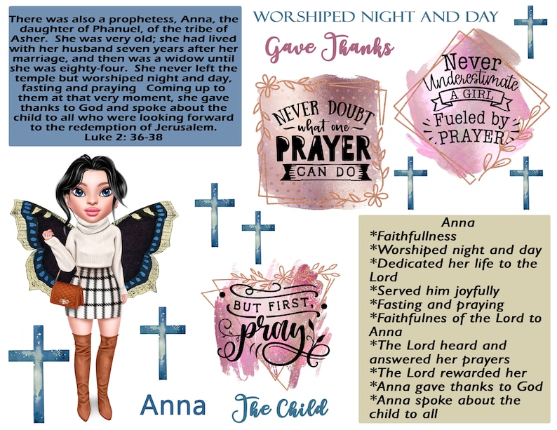 Bible Journaling Printable Anna Luke 2:36-38 Prayer - Etsy