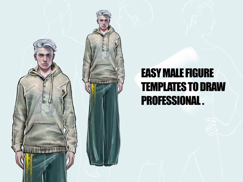 Male Figure Templates: Fashion Design Procreate Stamps (digital ...