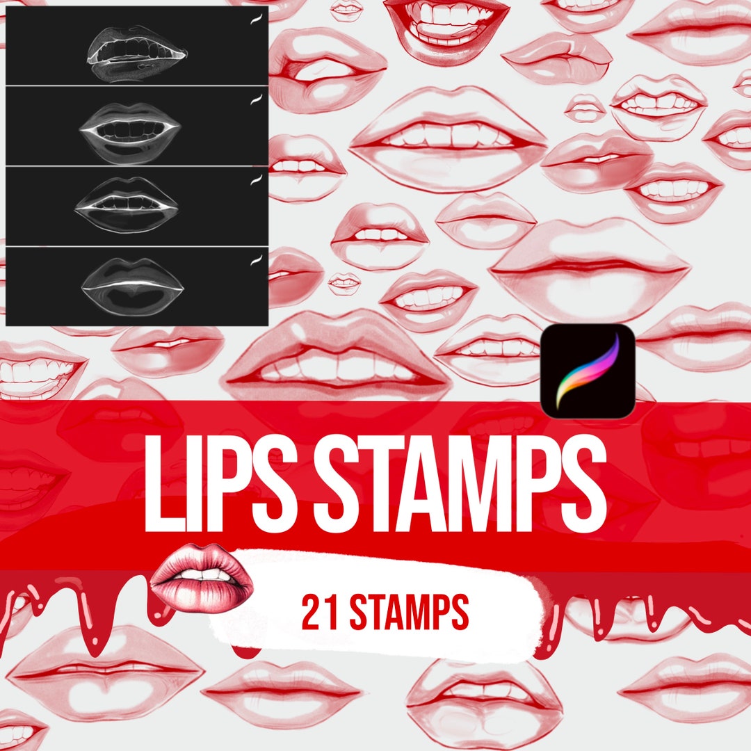 LIPS Stamps- 21 Brushes- Procreate Stamps !! - Etsy
