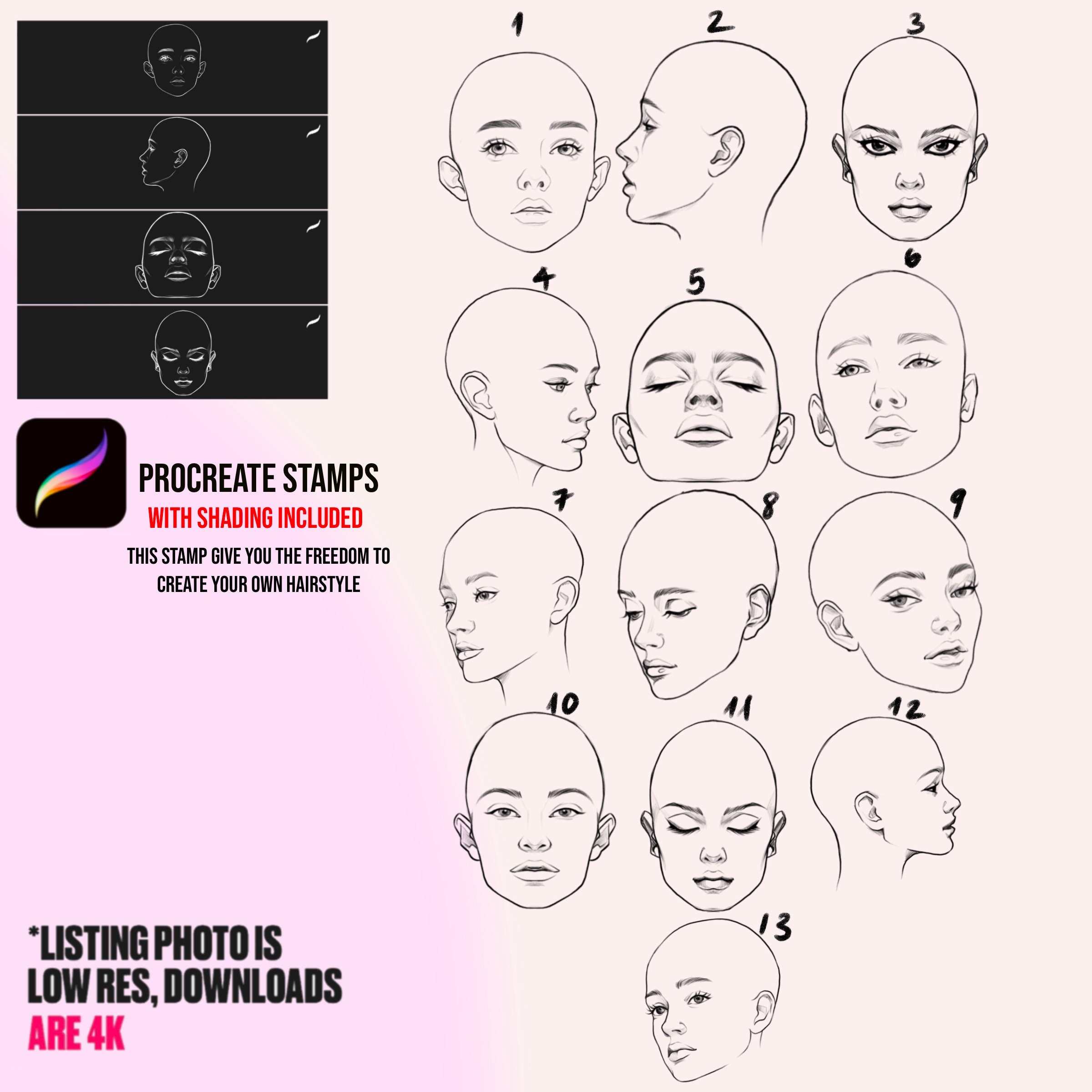 HEADS Stamps - Procreate Brushes Stamps !!! - Etsy