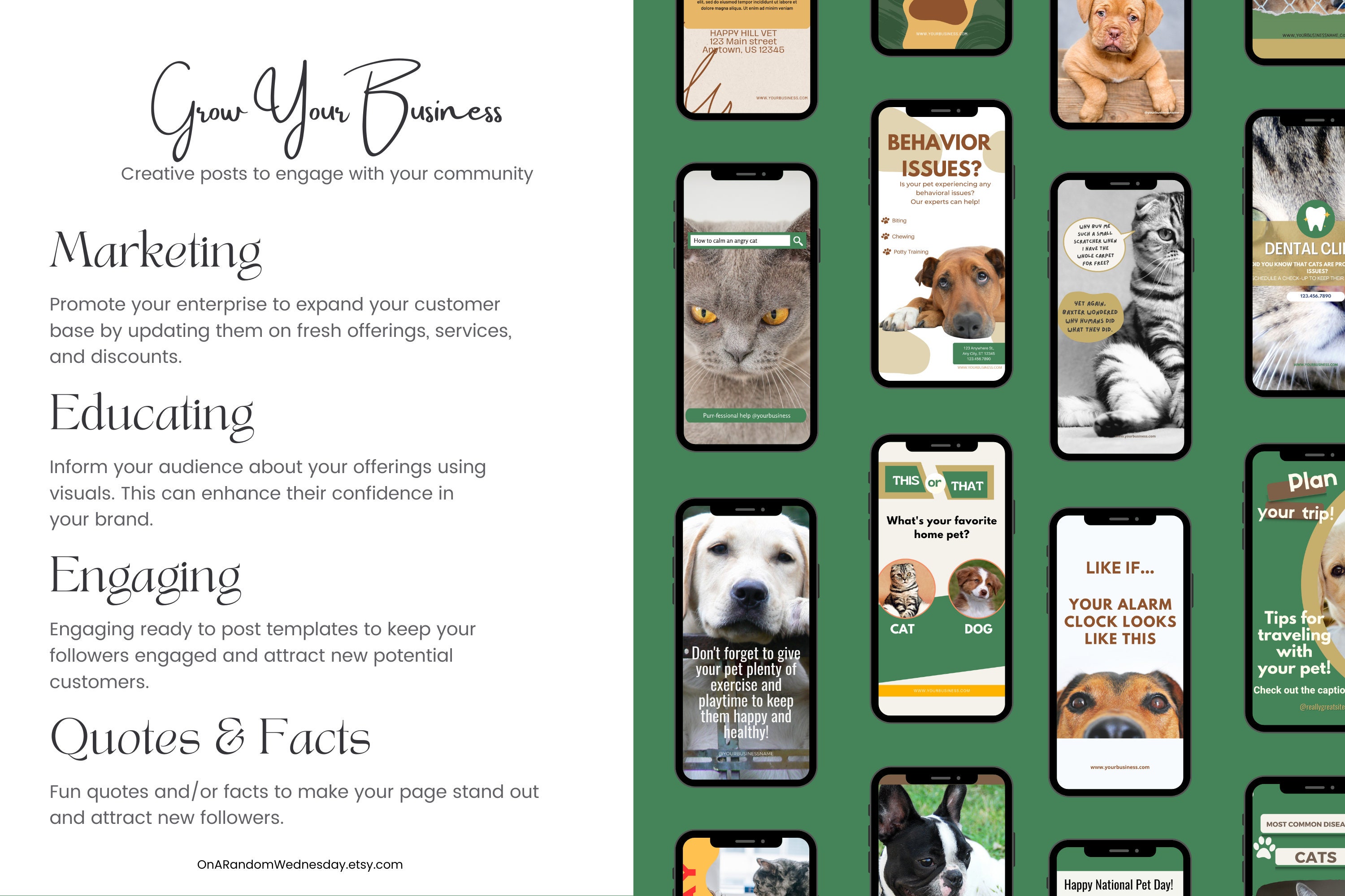 Vet Clinic Instagram Templates: Animal Social Media Posts (canva ...
