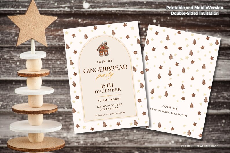Gingerbread House Party Invitation, Editable Template (digital Download ...