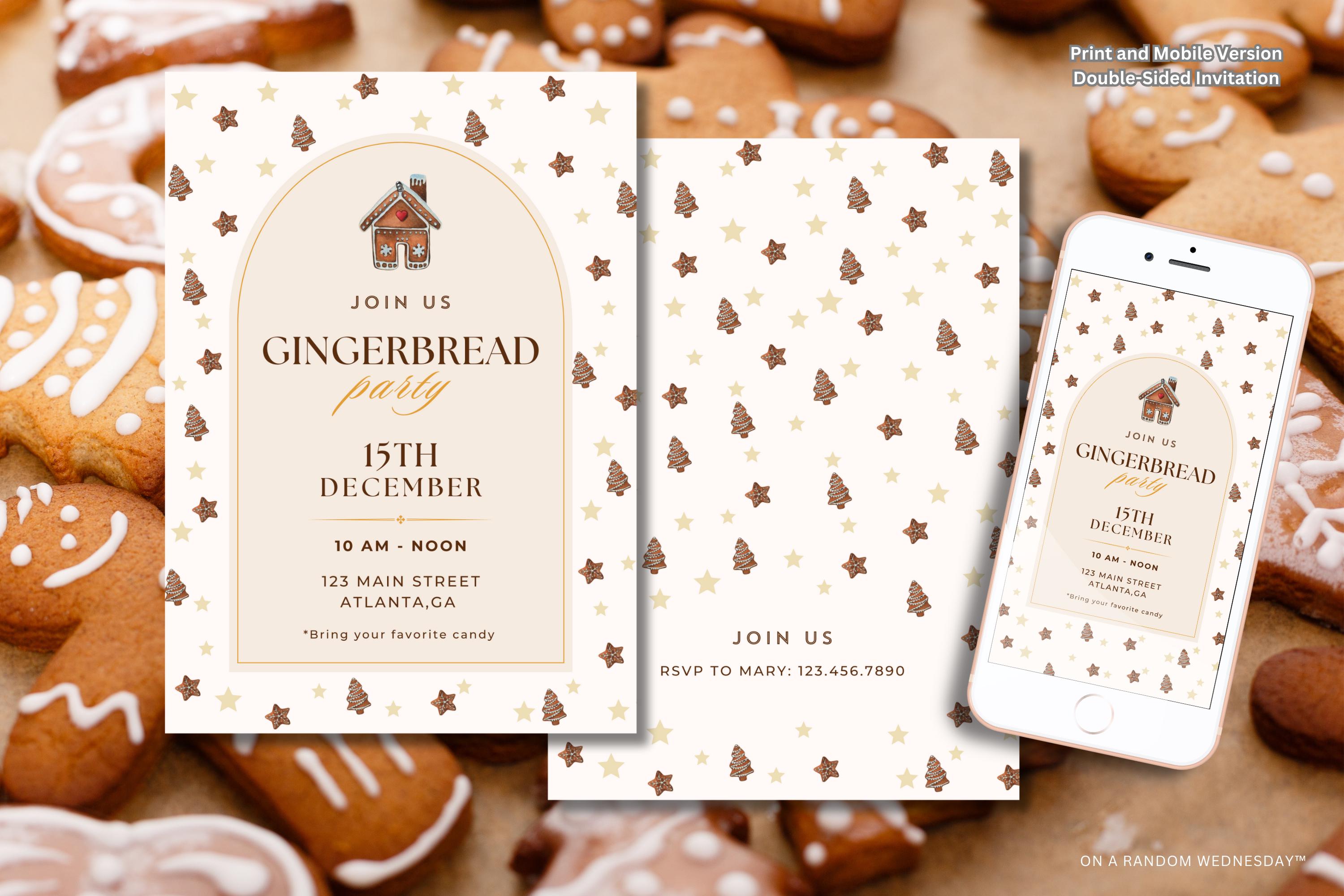 Gingerbread House Party Invitation, Editable Template (digital Download ...