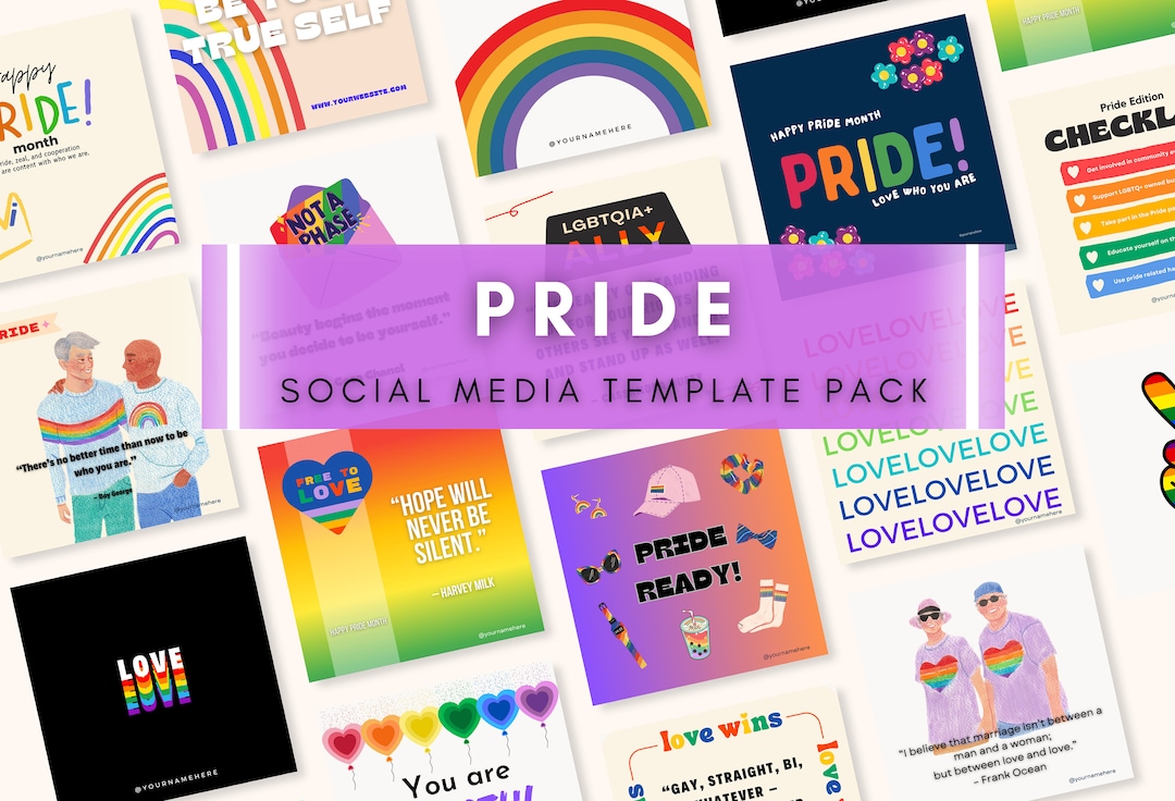 LGBTQIA Social Media Bundle Pride Gay Quotes Rainbow - Etsy
