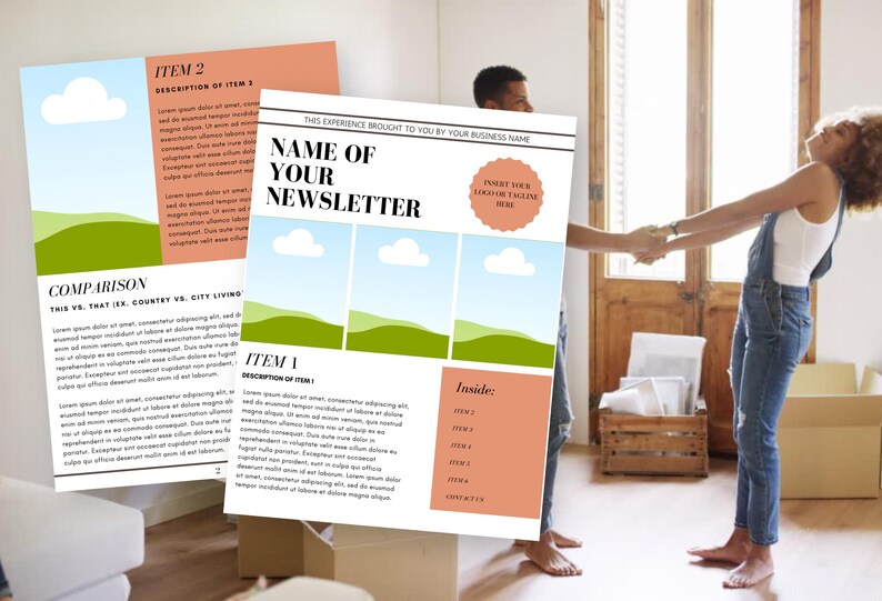 DOWNLOADABLE NEWSLETTER TEMPLATE | Editable | Available Instantly ...