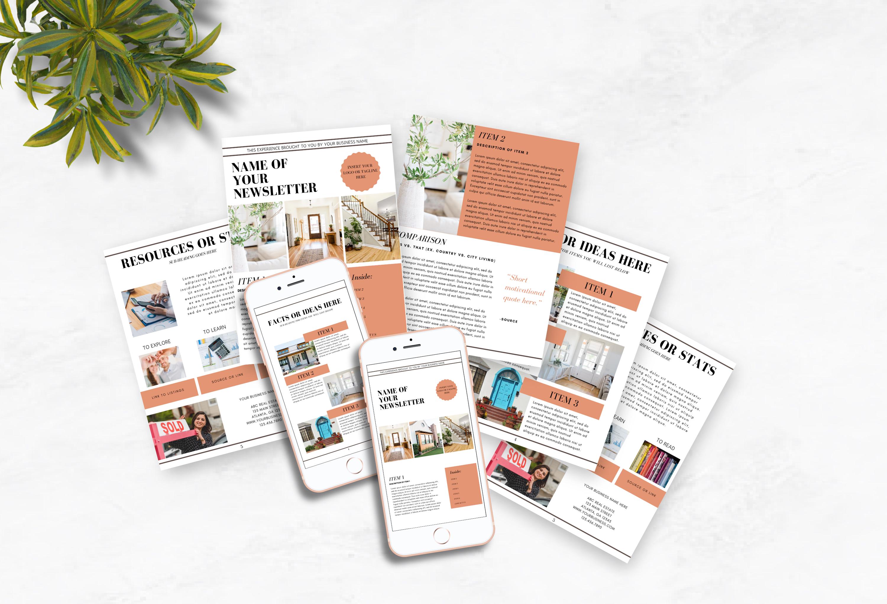 DOWNLOADABLE NEWSLETTER TEMPLATE | Editable | Available Instantly ...