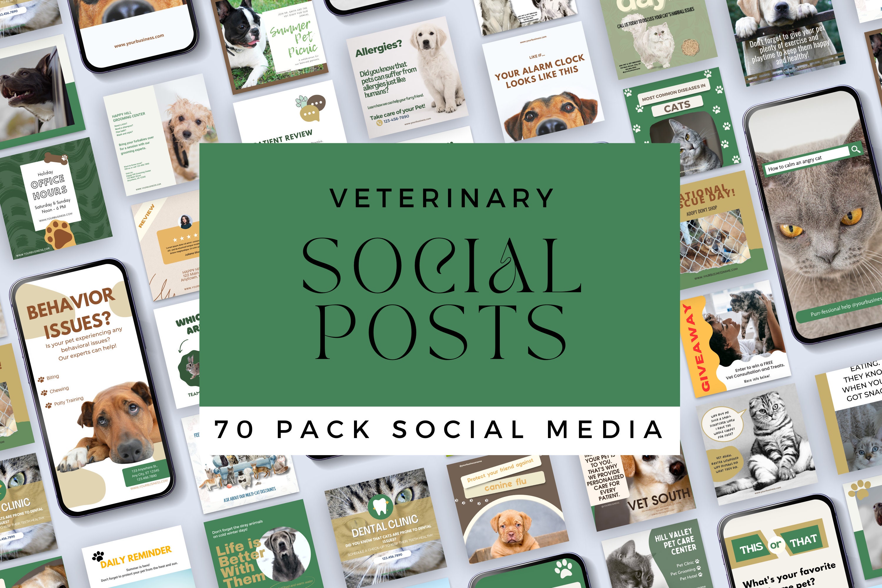 Vet Clinic Instagram Templates: Animal Social Media Posts (canva ...