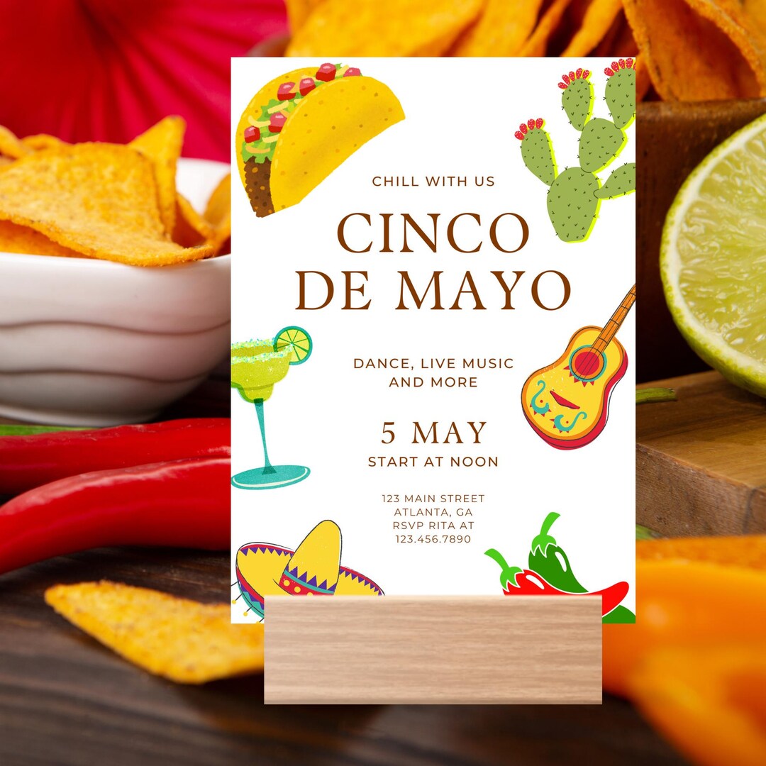 CINCO DE MAYO Invitation, Mexican Holiday, Shareable, Instant Download ...