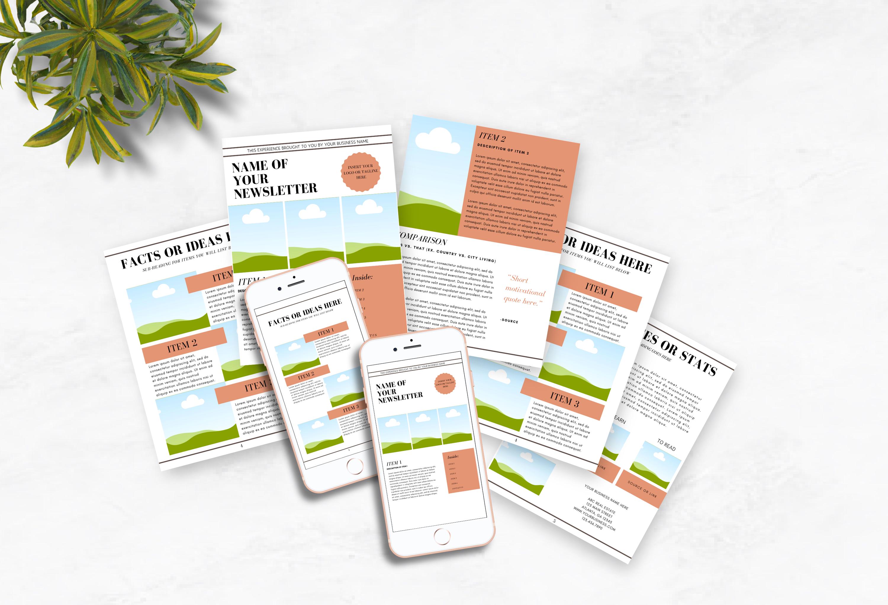 DOWNLOADABLE NEWSLETTER TEMPLATE | Editable | Available Instantly ...