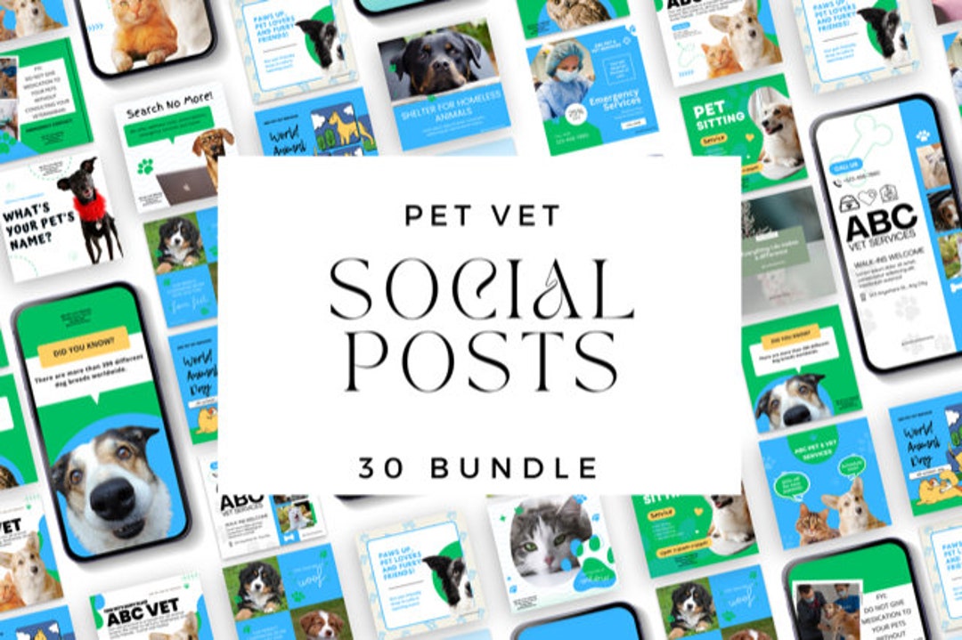 Vet Clinic Instagram Templates: Social Media Posts & Stories (canva ...