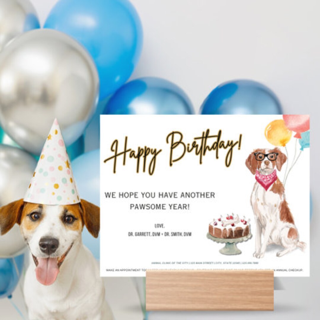 Happy Birthday Dog Postcard From Vet Veterinarian Downloadable