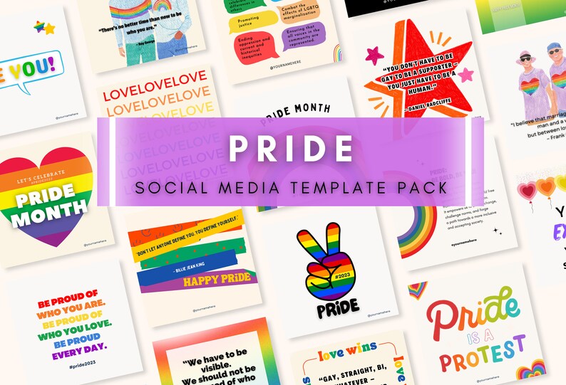 LGBTQIA+ Social Media Bundle, Pride, Gay, Quotes, Rainbow, Digital File ...