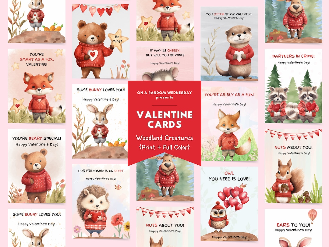 Printable Valentine Cards for Kids and Teens Instant Download, Digital ...