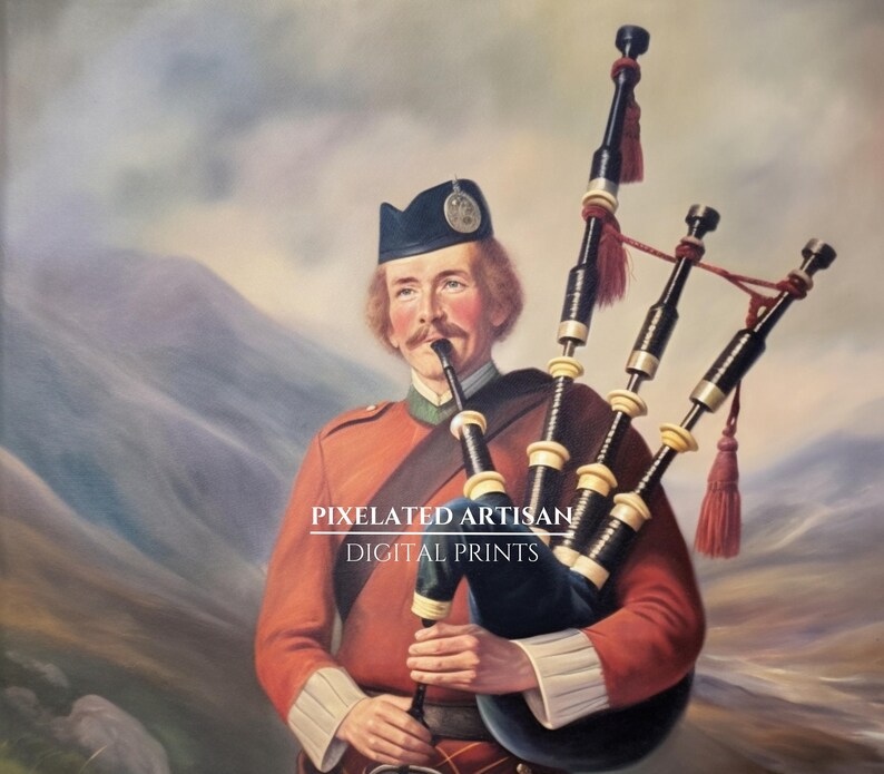 Scottish Bagpipes Vintage Oil Painting Digital Download - Etsy