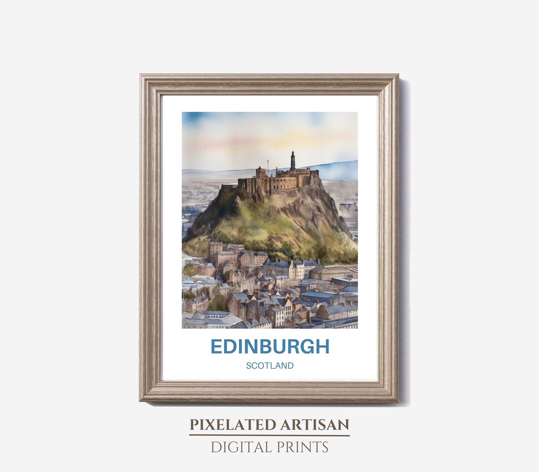 Edinburgh Watercolour Travel Poster | Digital Download Scotland Wall ...