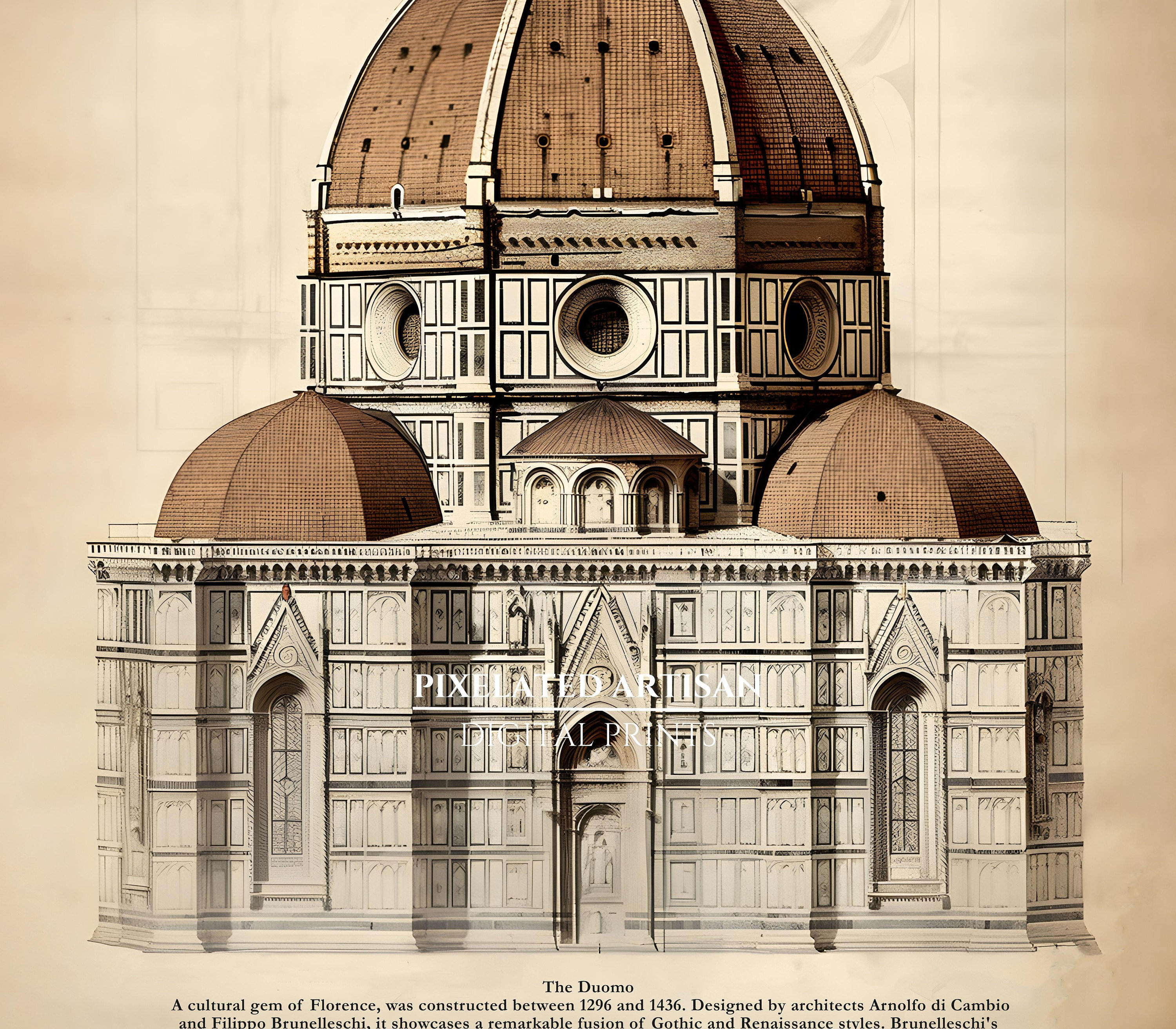 The Duomo Technical Drawing Printable Artworks European Architectural ...