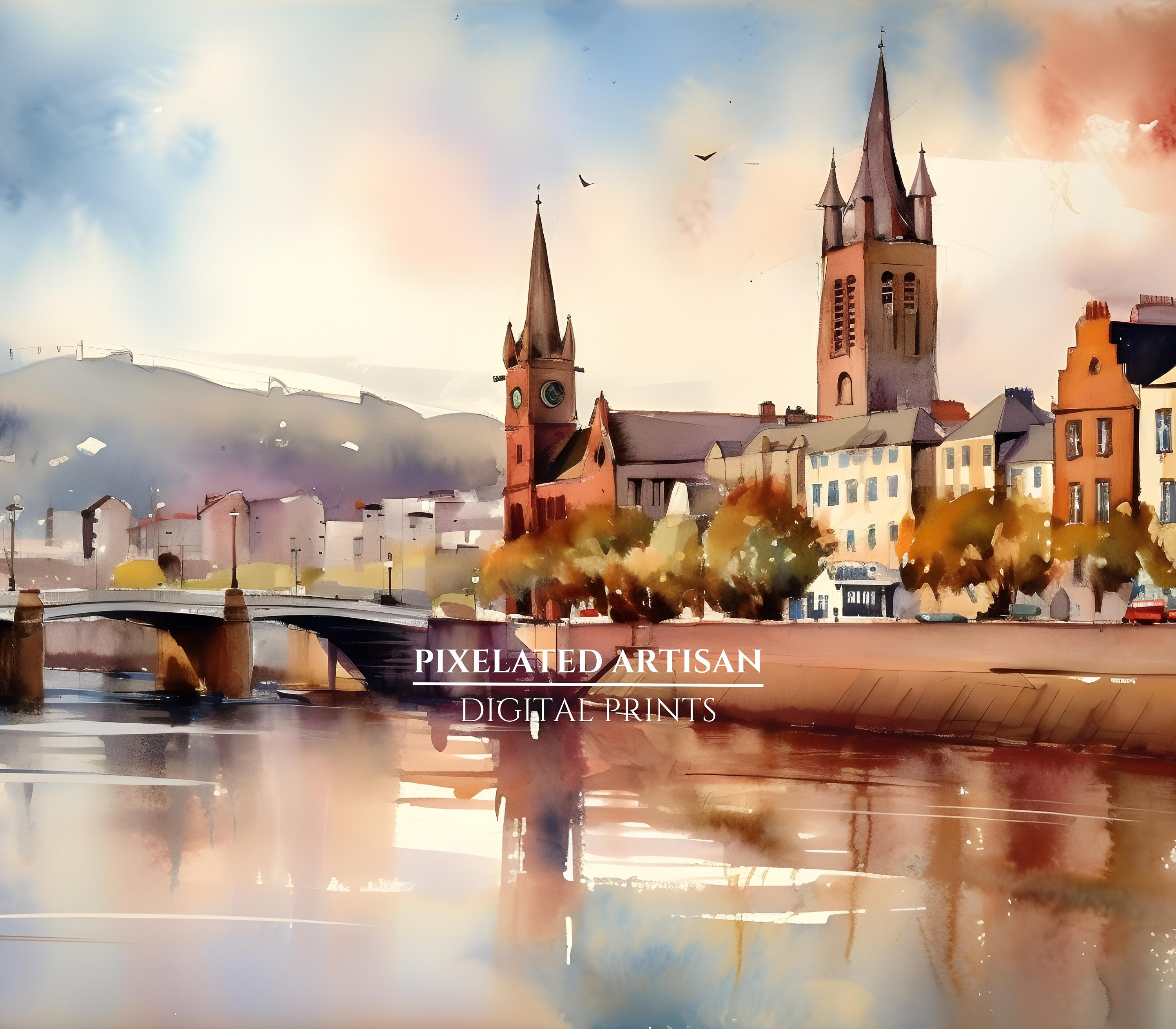 Inverness Watercolour Landscape Printable Wall Decor - Etsy