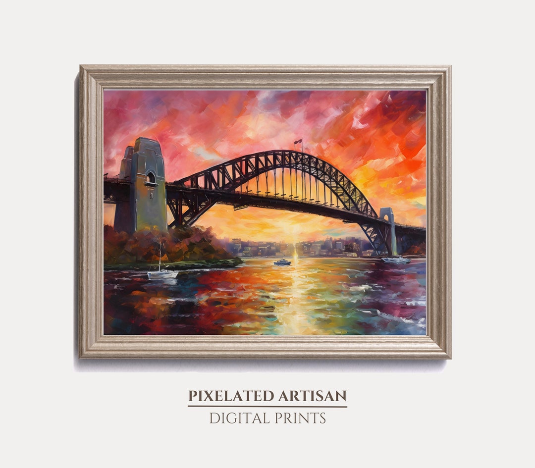 Sydney Harbour Bridge Impressionism Painting - Digital Download Vintage ...